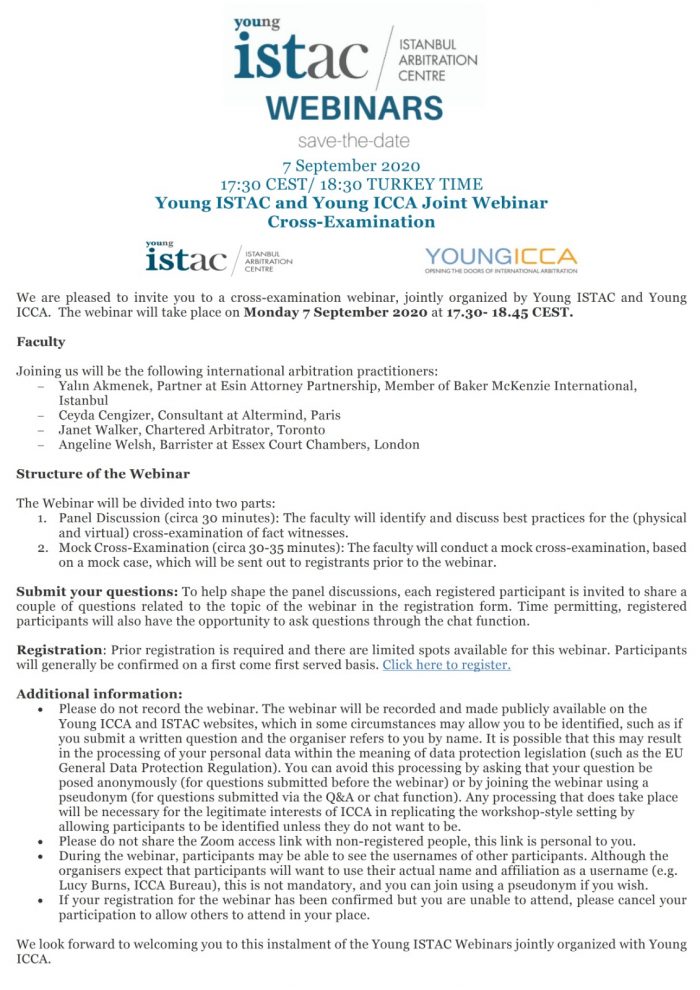 Webinar: Young ISTAC Young ICCA Cross Examination | İSTA